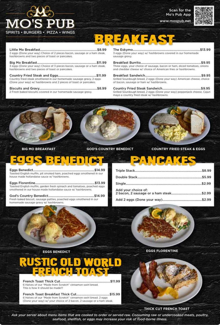 Menu | Mo's Pub | Escanaba MI